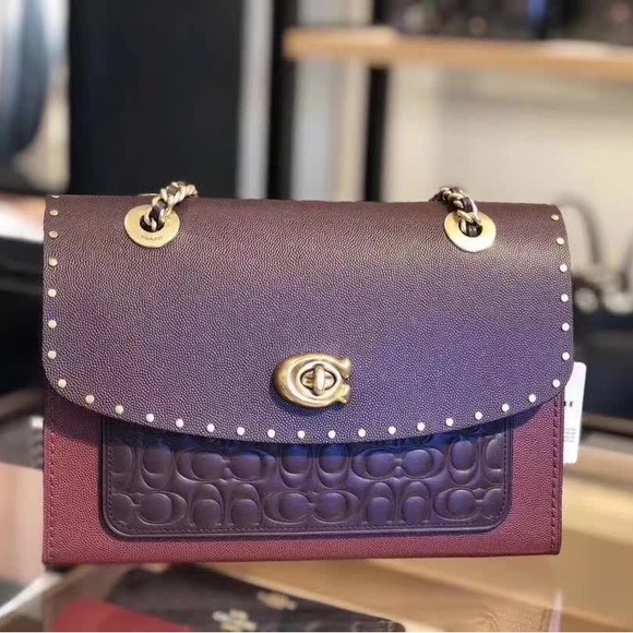 Coach | Bags | Coach Parker In Signature Leather With Rivets | Poshmark